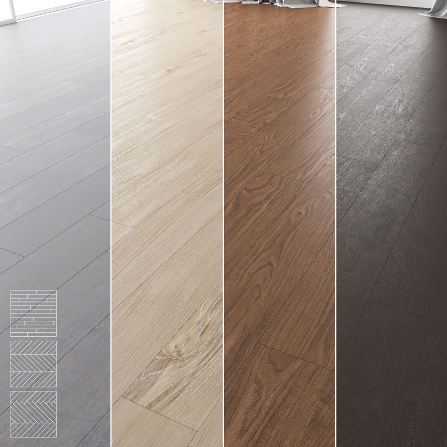 Wood Floor Set 02 - 3D Model for VRay, Corona